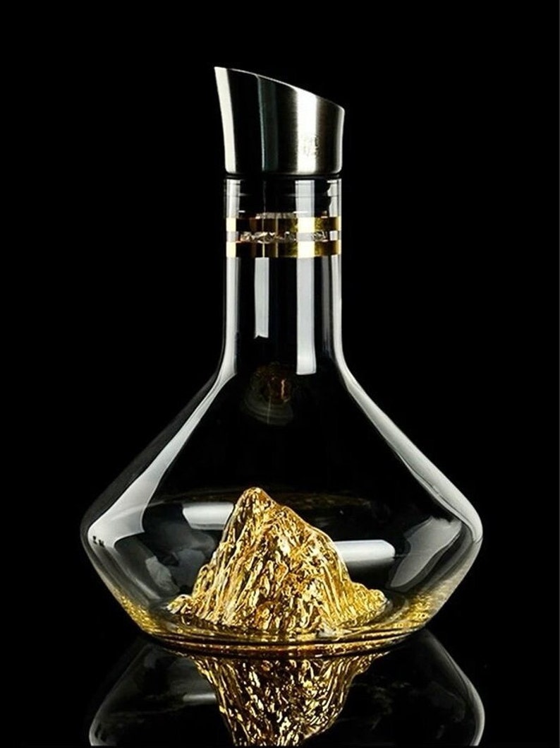 Mountain Wine Decanter, Gold Mountain Decanter With Topper, Wine ...