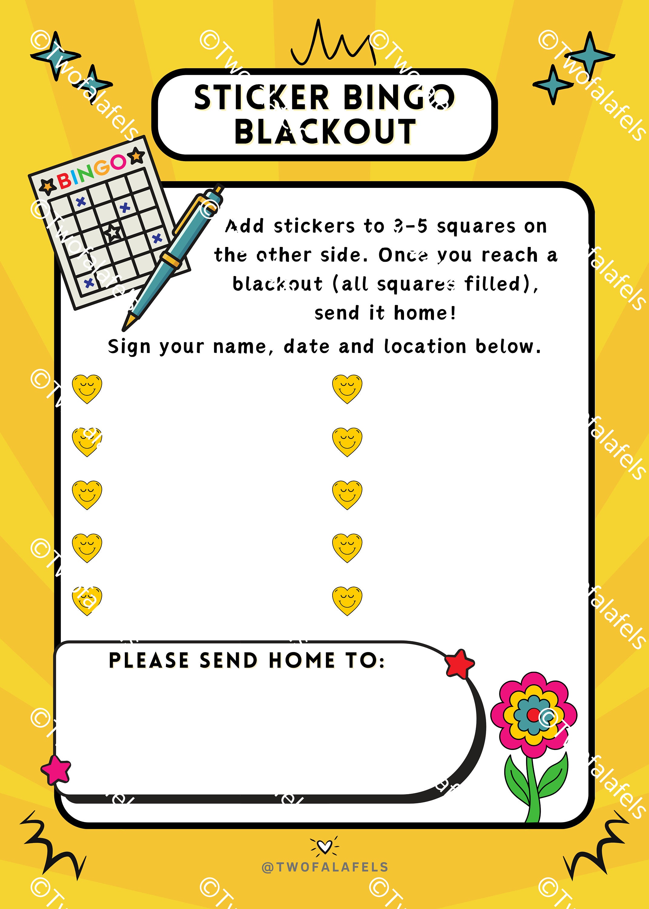 Sticker BINGO Blackout Traveling Postcard Variety (5-pack)! - Etsy