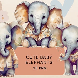 Watercolor Baby Elephant Clipart Bundle, Toy Elephant, Woodland Animal ...