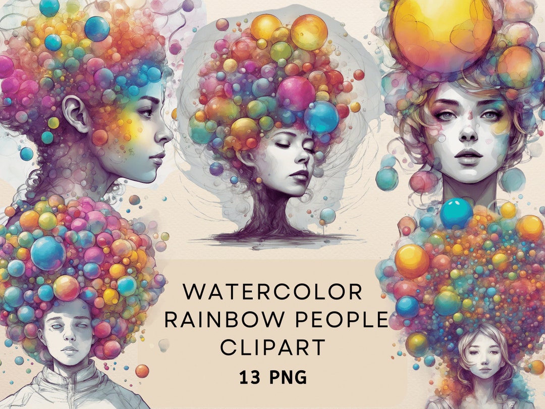 Watercolor Human Rainbow Clipart, Ephemera People Art PNG, Digital ...