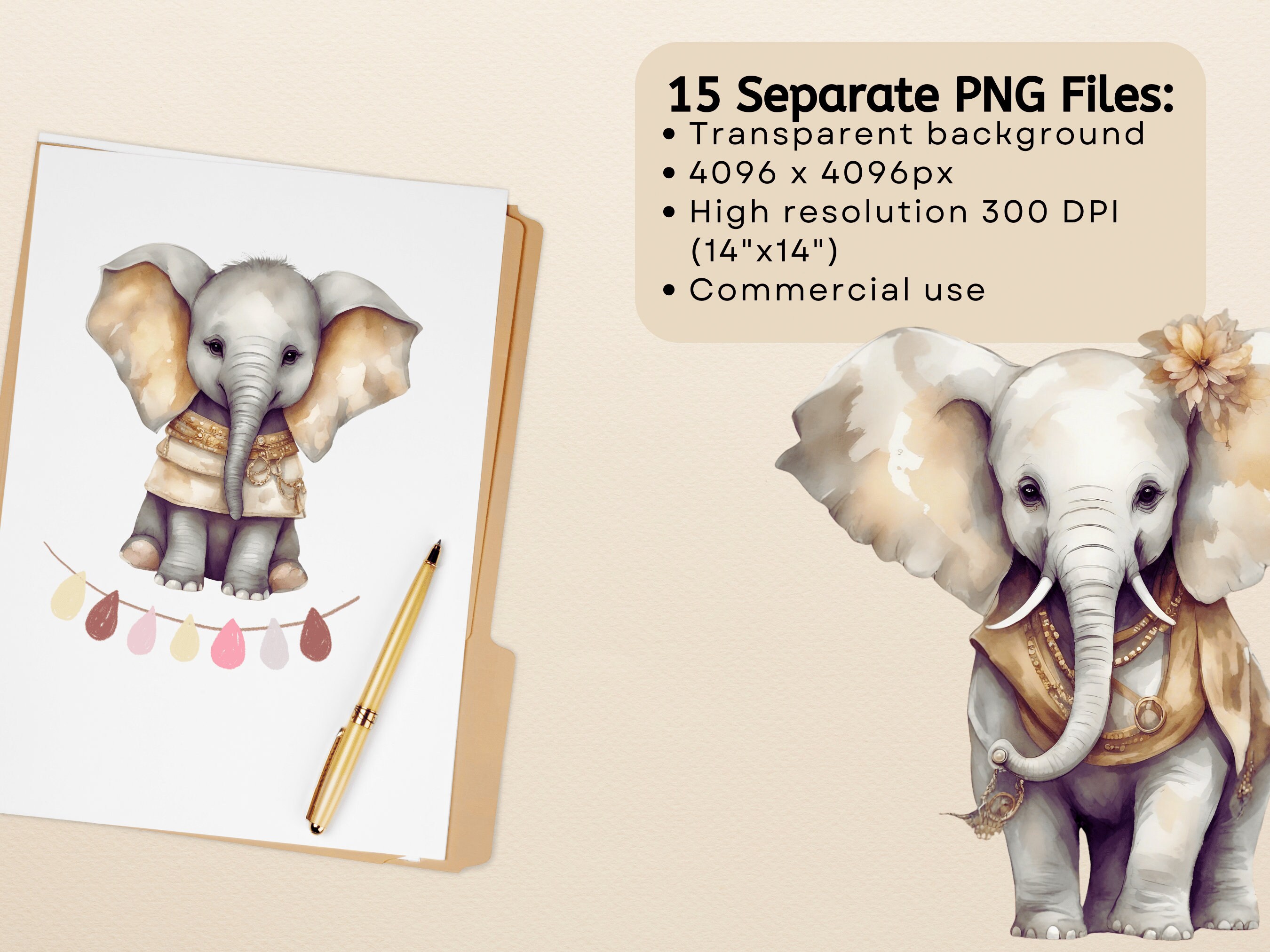 Watercolor Baby Elephant Clipart Bundle, Toy Elephant, Woodland Animal ...