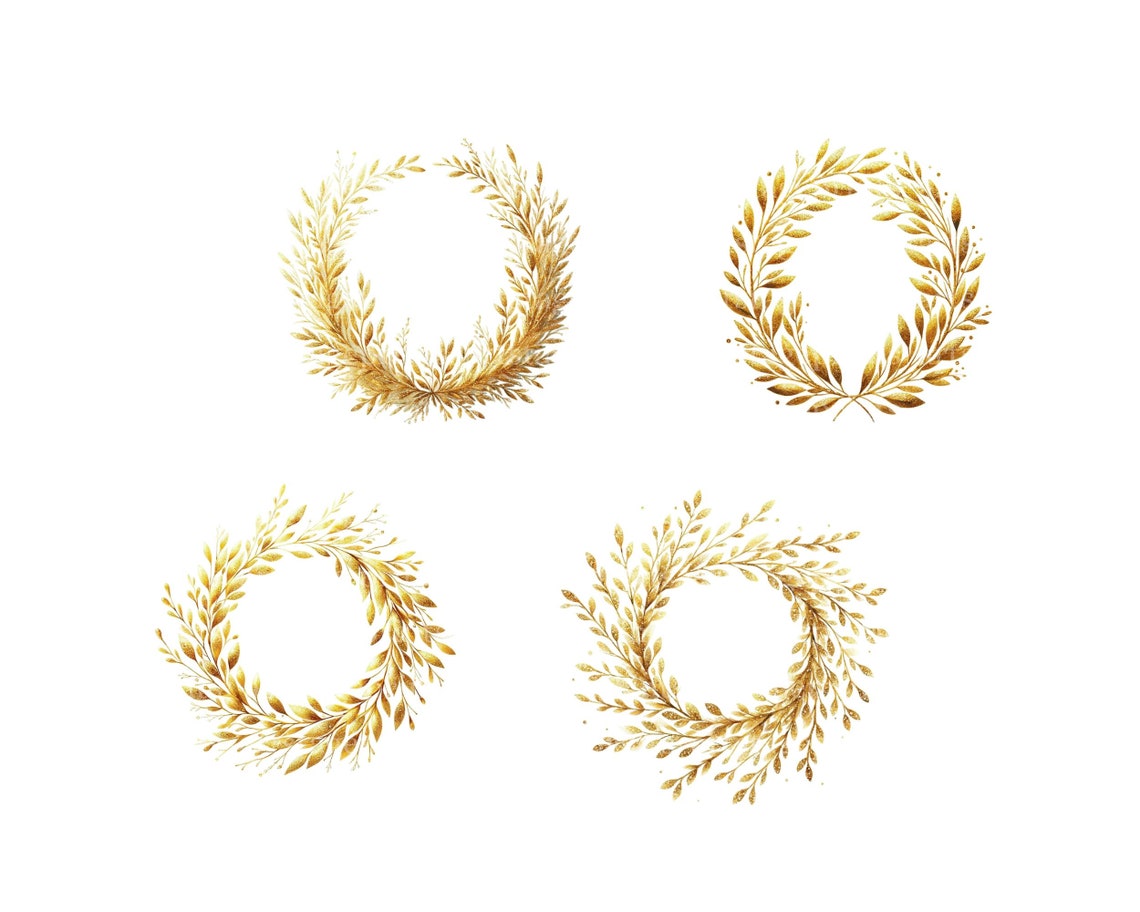 Gold Wreath Clipart, Digital Download, Png, 300 Dpi, Watercolor ...