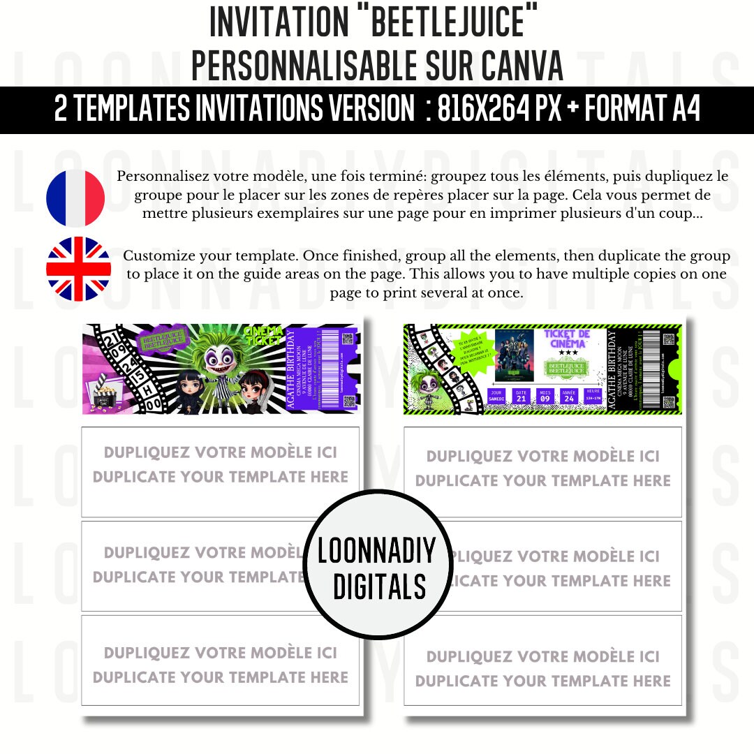Invitation Personnalisable Sur Canva – Thème Beetlejuice | Formats ...
