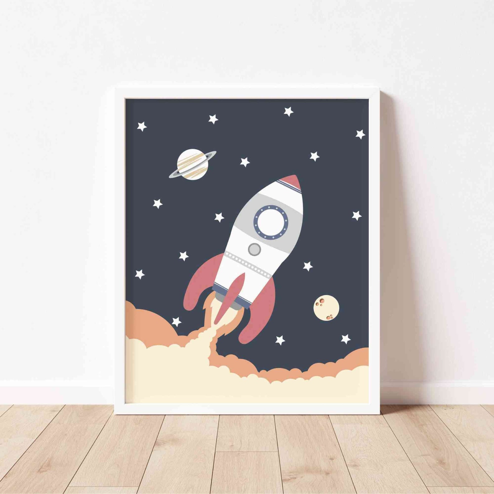 Rocket Ship Print for Kids Room Decor, Space Rocket Printable Wall Art ...