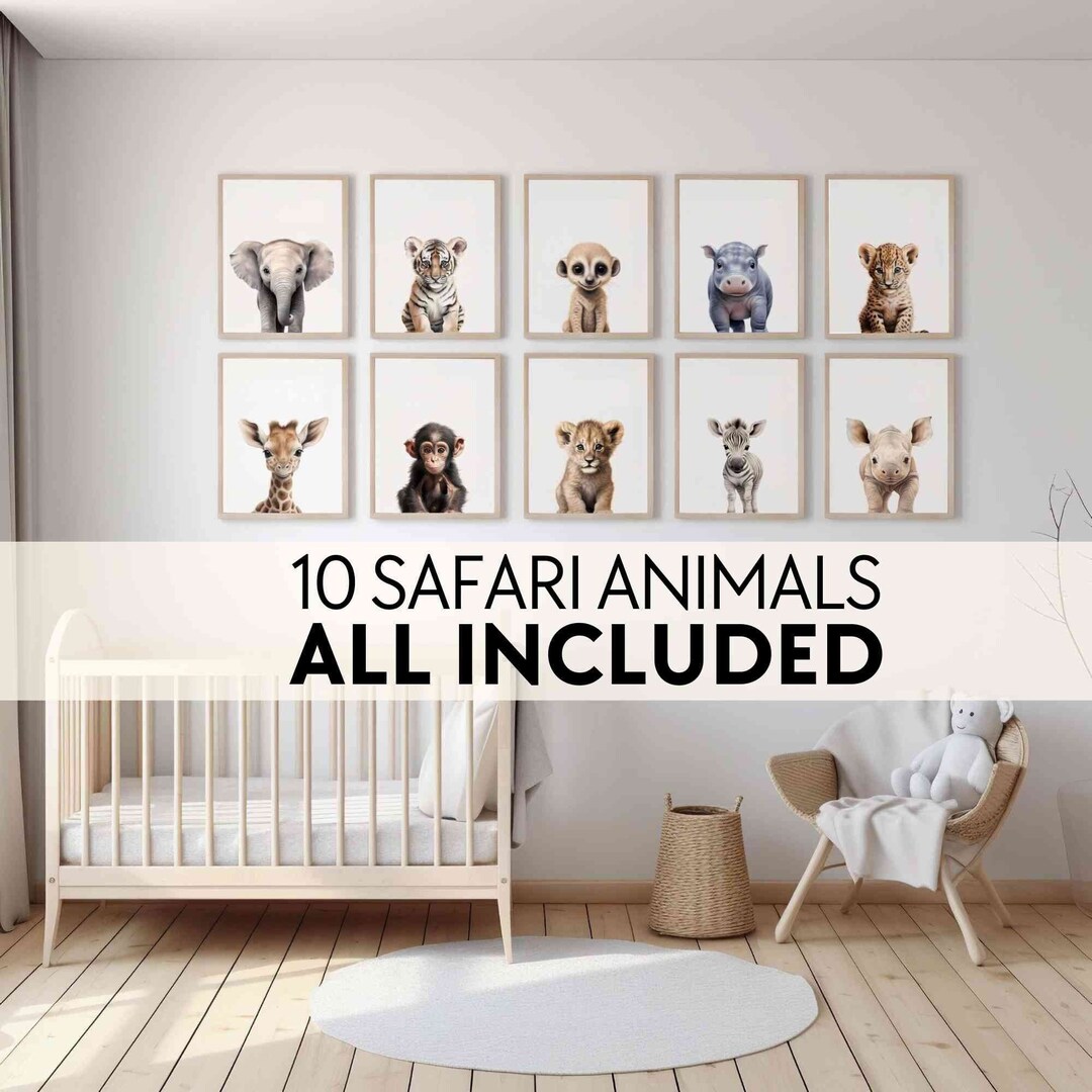 Safari Nursery Animal Prints Printable Set of 10 Prints, Safari Wall ...