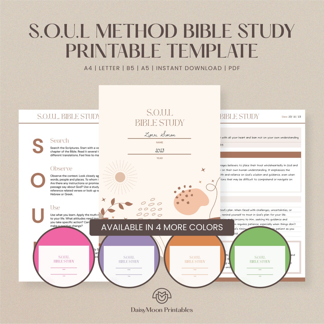 Printable SOUL Bible Study Template SOUL Method Bible Study Guide ...
