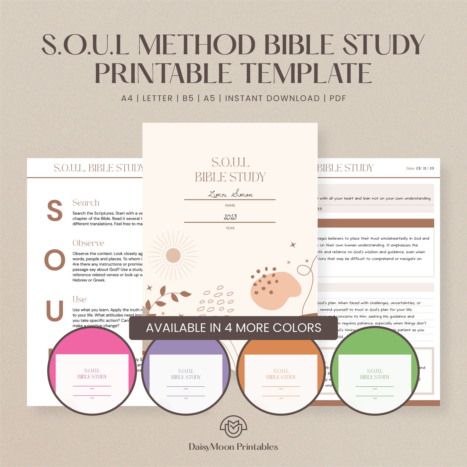 Printable SOUL Bible Study Template SOUL Method Bible Study Guide ...