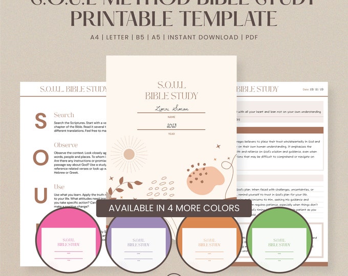 Printable SOUL Bible Study Template SOUL Method Bible Study Guide ...