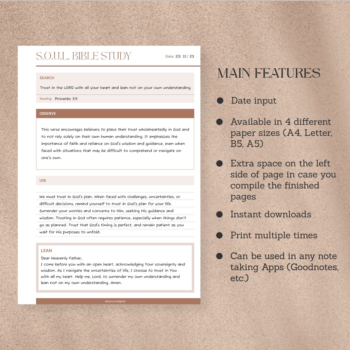 Printable SOUL Bible Study Template SOUL Method Bible Study Guide ...