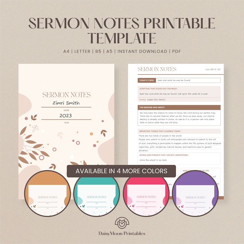 Printable Sermon Notes Template Bible Study Printable Sermon Notes ...