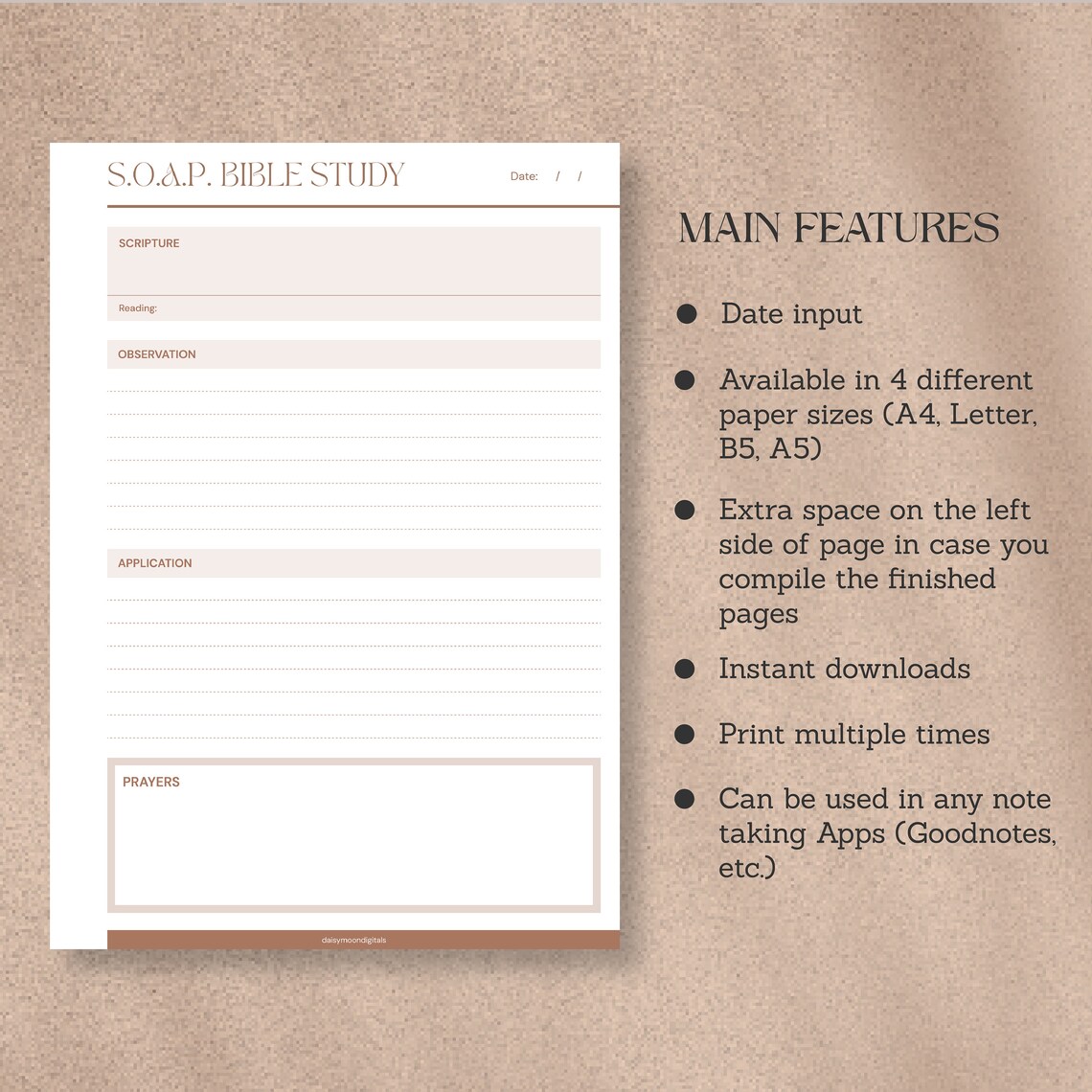 Printable SOAP Bible Study Template SOAP Method Bible Study Guide ...