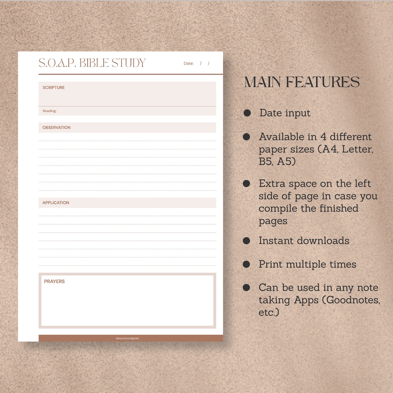 Printable SOAP Bible Study Template SOAP Method Bible Study Guide ...