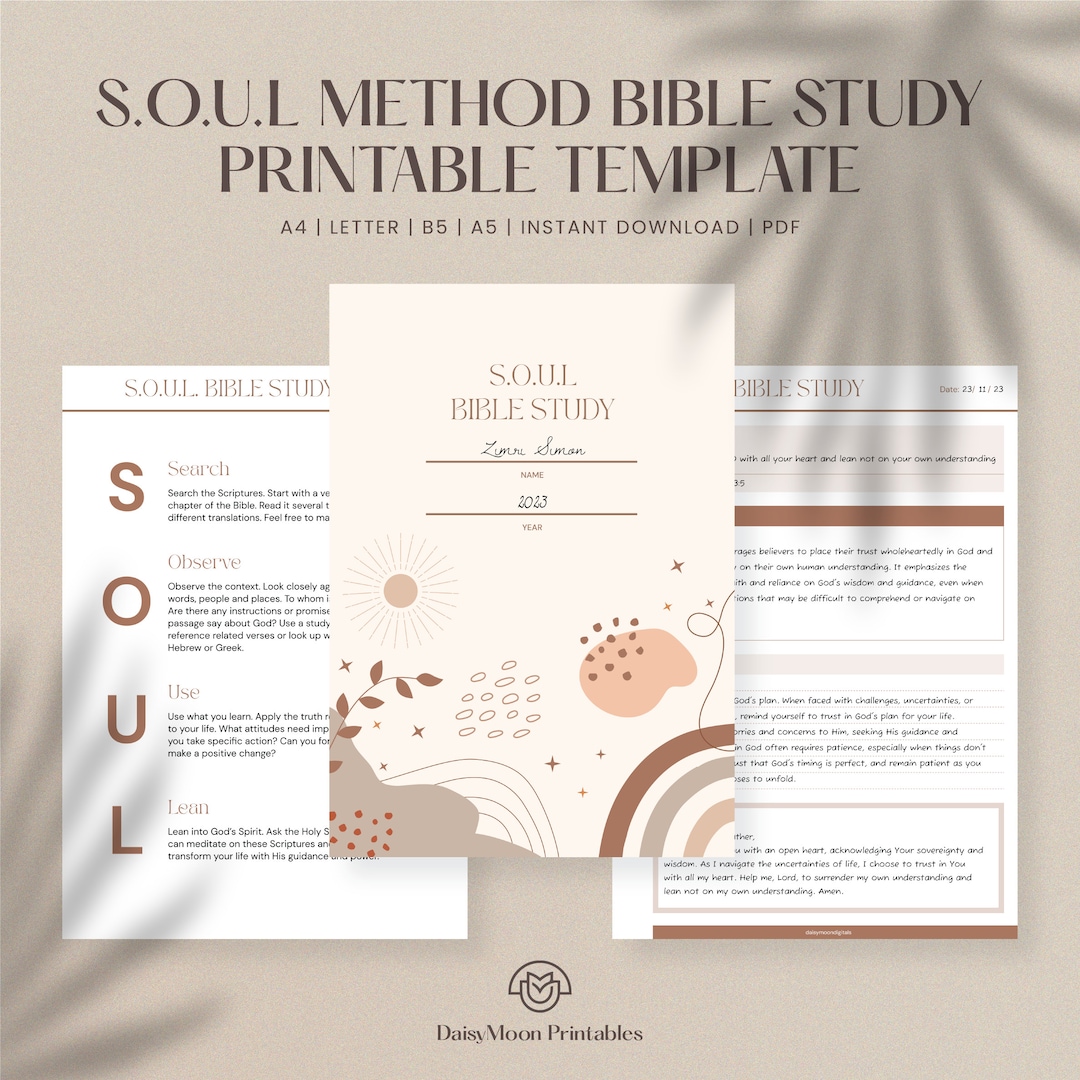 Printable SOUL Bible Study Template SOUL Method Bible Study - Etsy