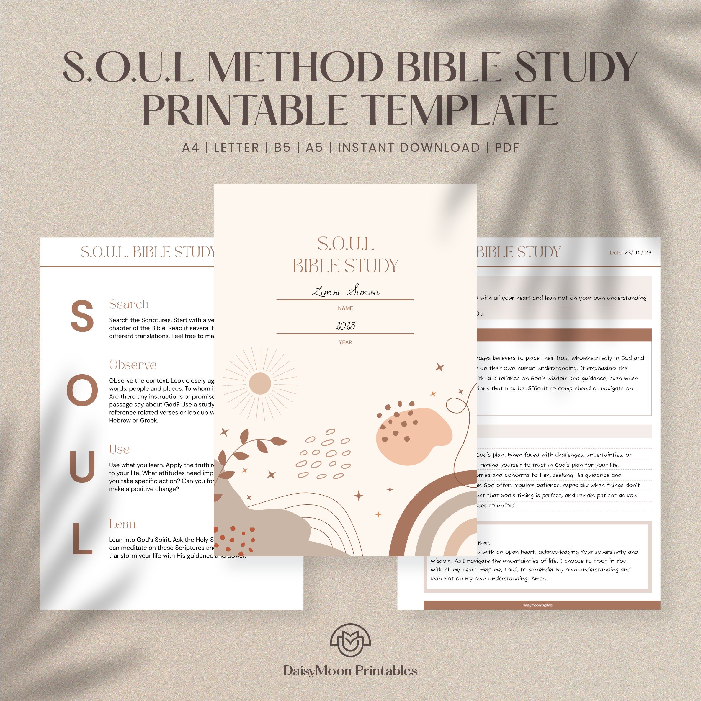 Printable SOUL Bible Study Template SOUL Method Bible Study - Etsy