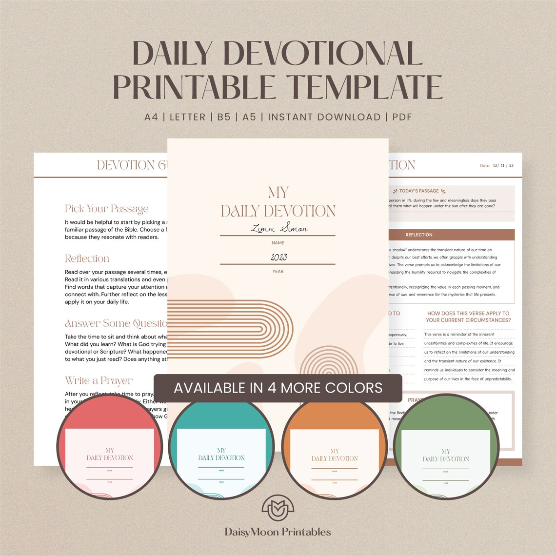 Printable Daily Devotional Template Prayer Journal Printable Daily ...