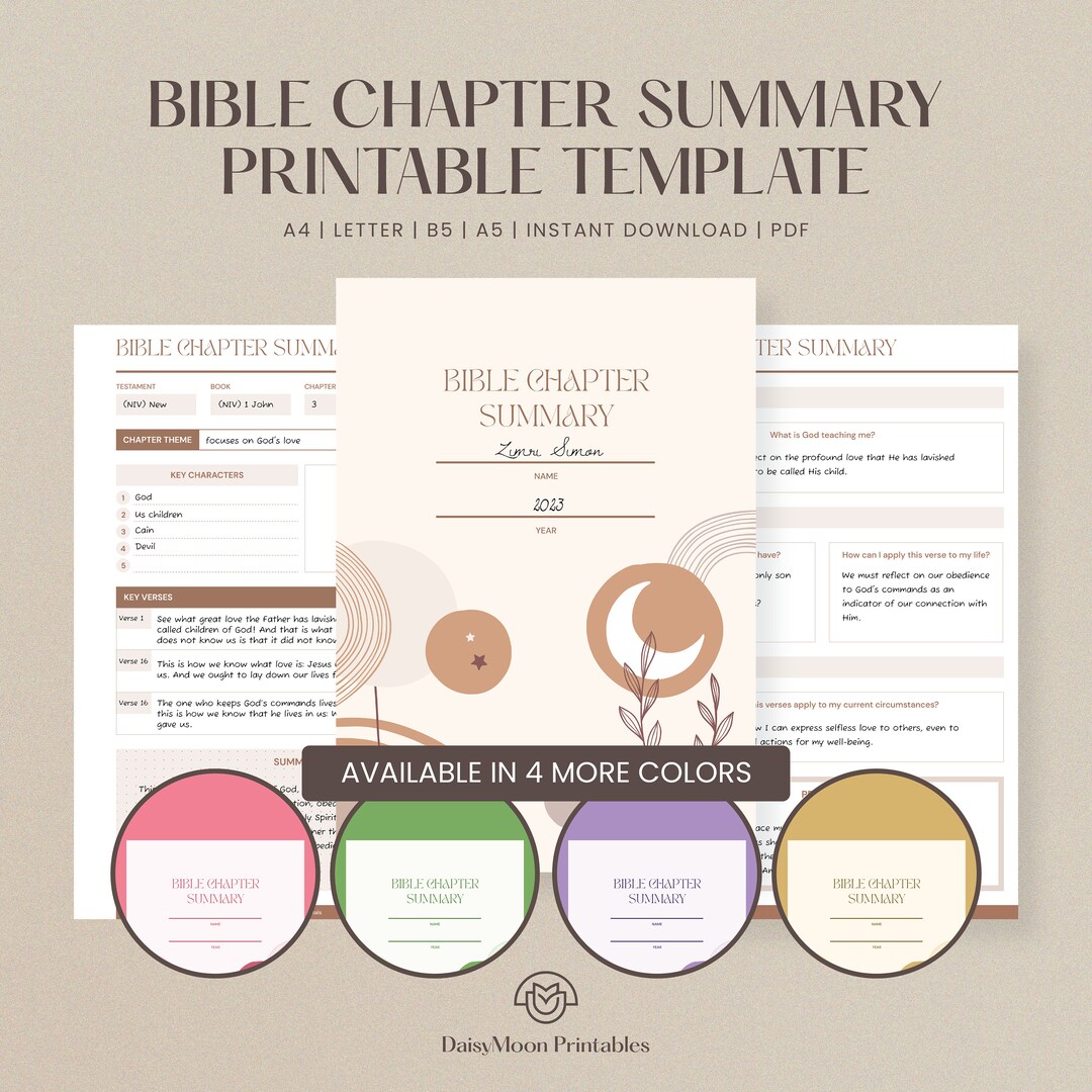 Printable Bible Chapter Summary Template Printable Bible Summary ...