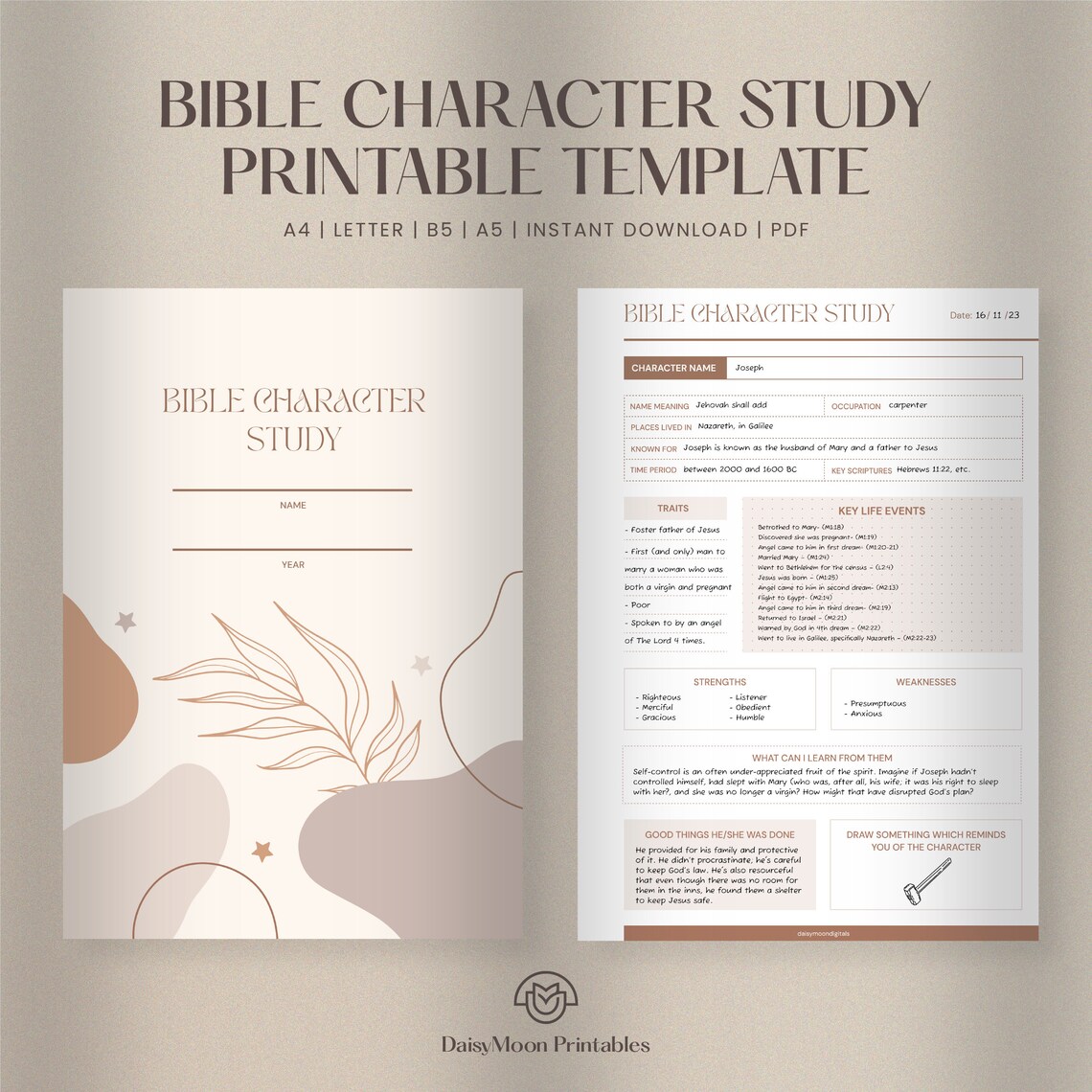 Printable Bible Character Study Template Bible Study Printable Template ...