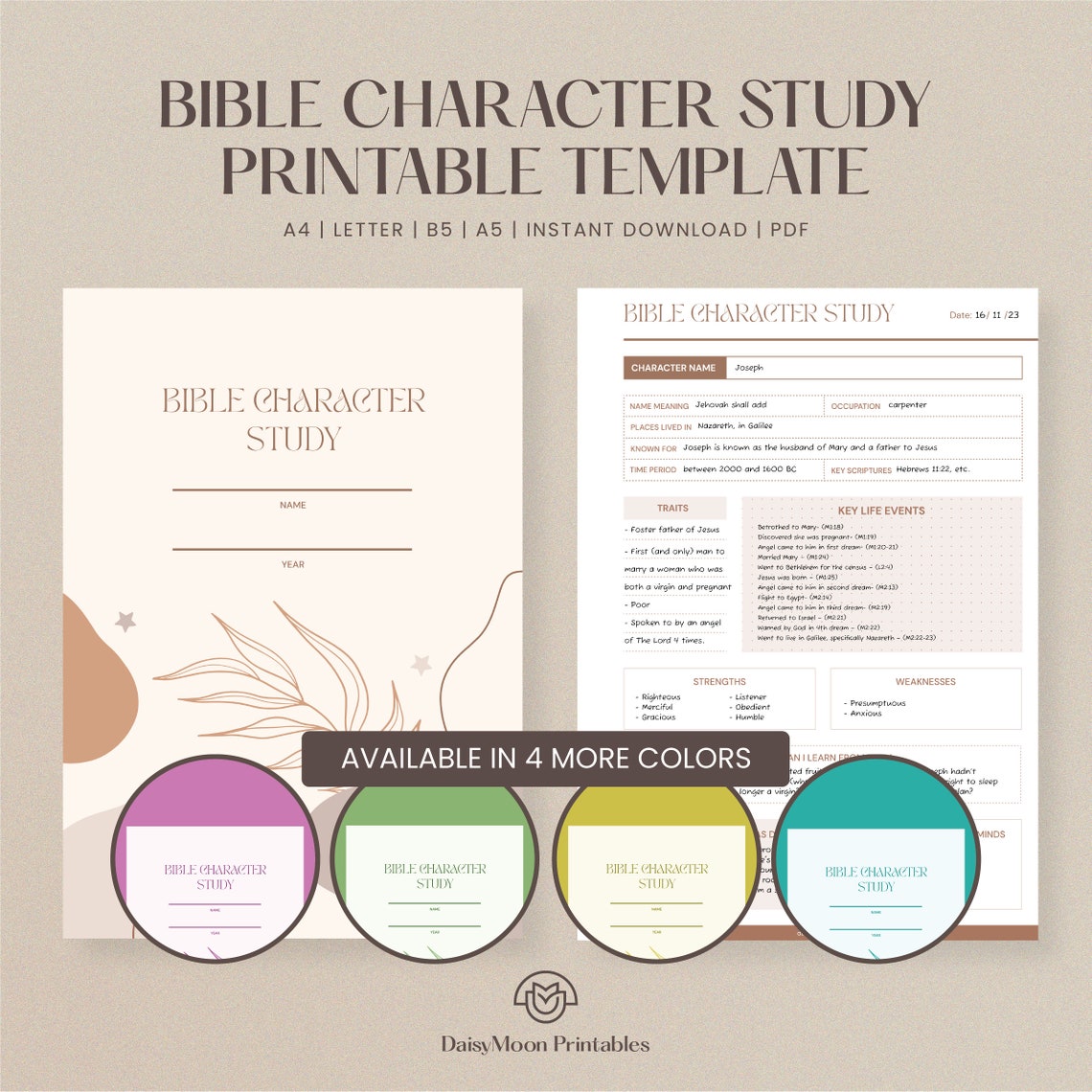 Printable Bible Character Study Template Bible Study Printable Template ...