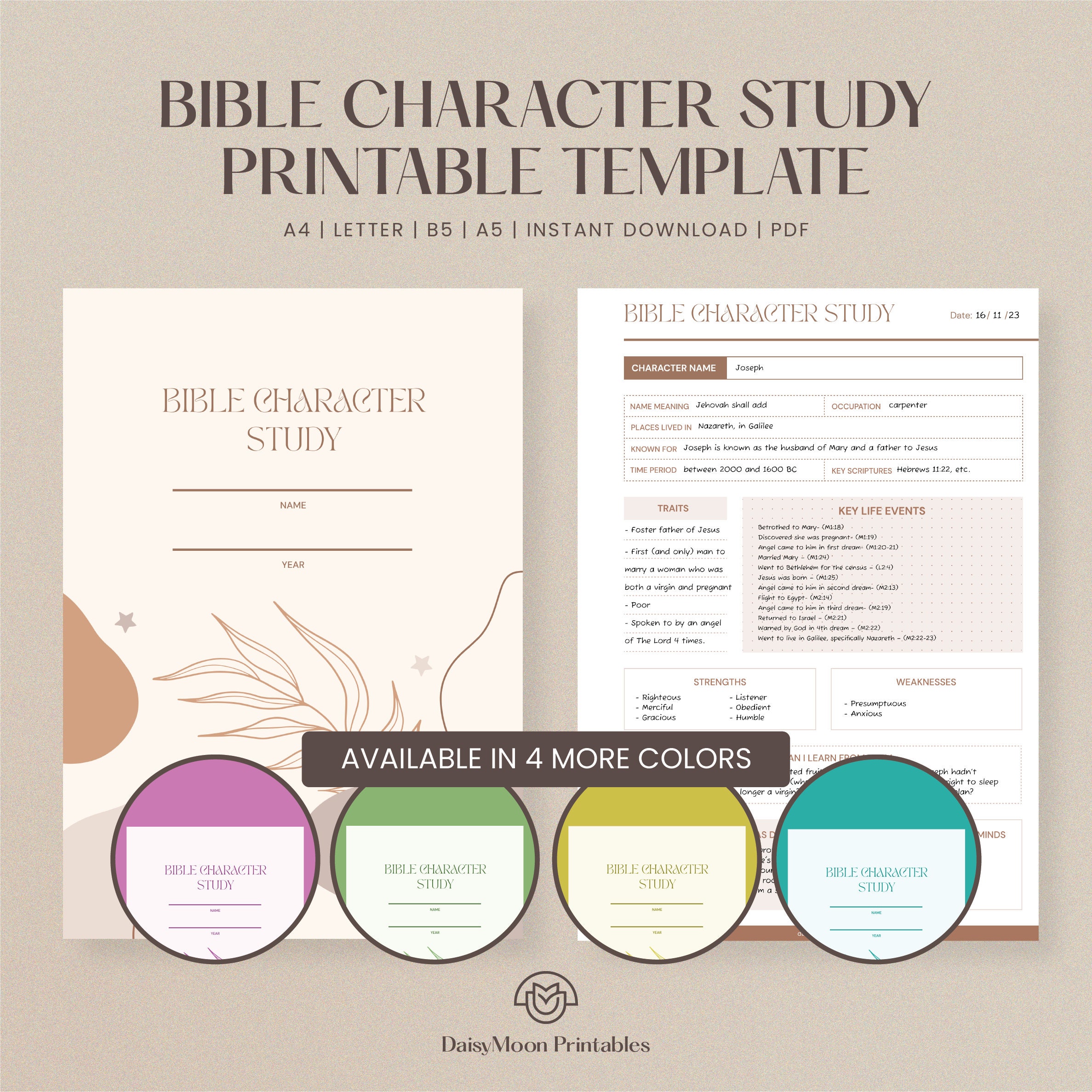 Printable Bible Character Study Template Bible Study Printable Template ...