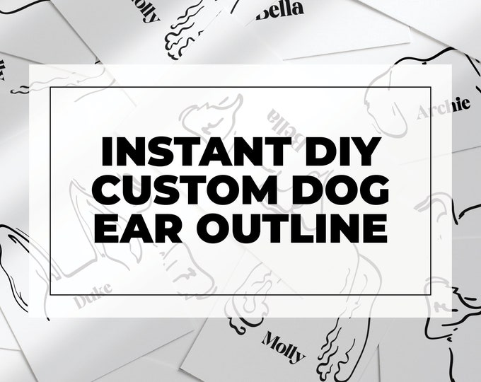 Instant Online DIY CUSTOM Dog Ear Outline Personalised Create Decals ...