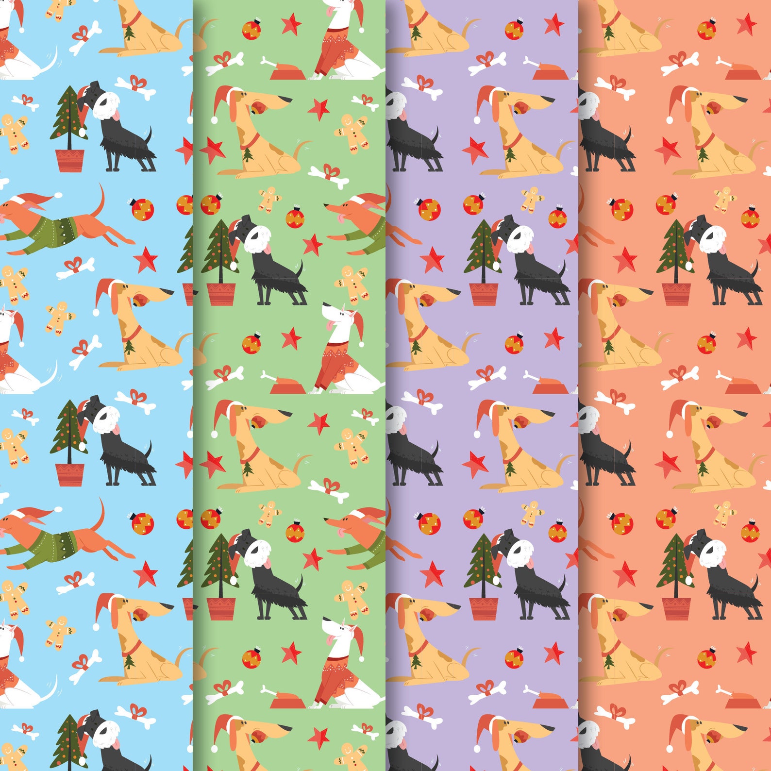 Christmas Dog Gift Wrap Instant Download Printable Wrapping - Etsy