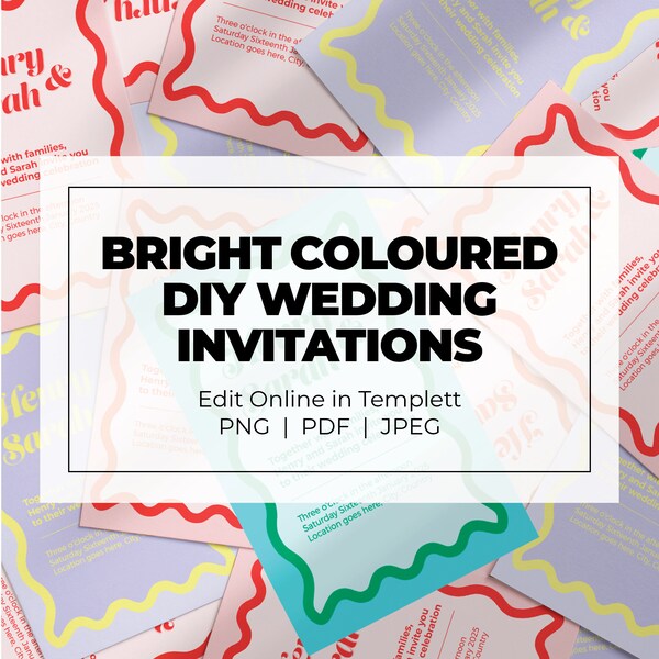 Bold and Bright Wedding Invitations - Etsy