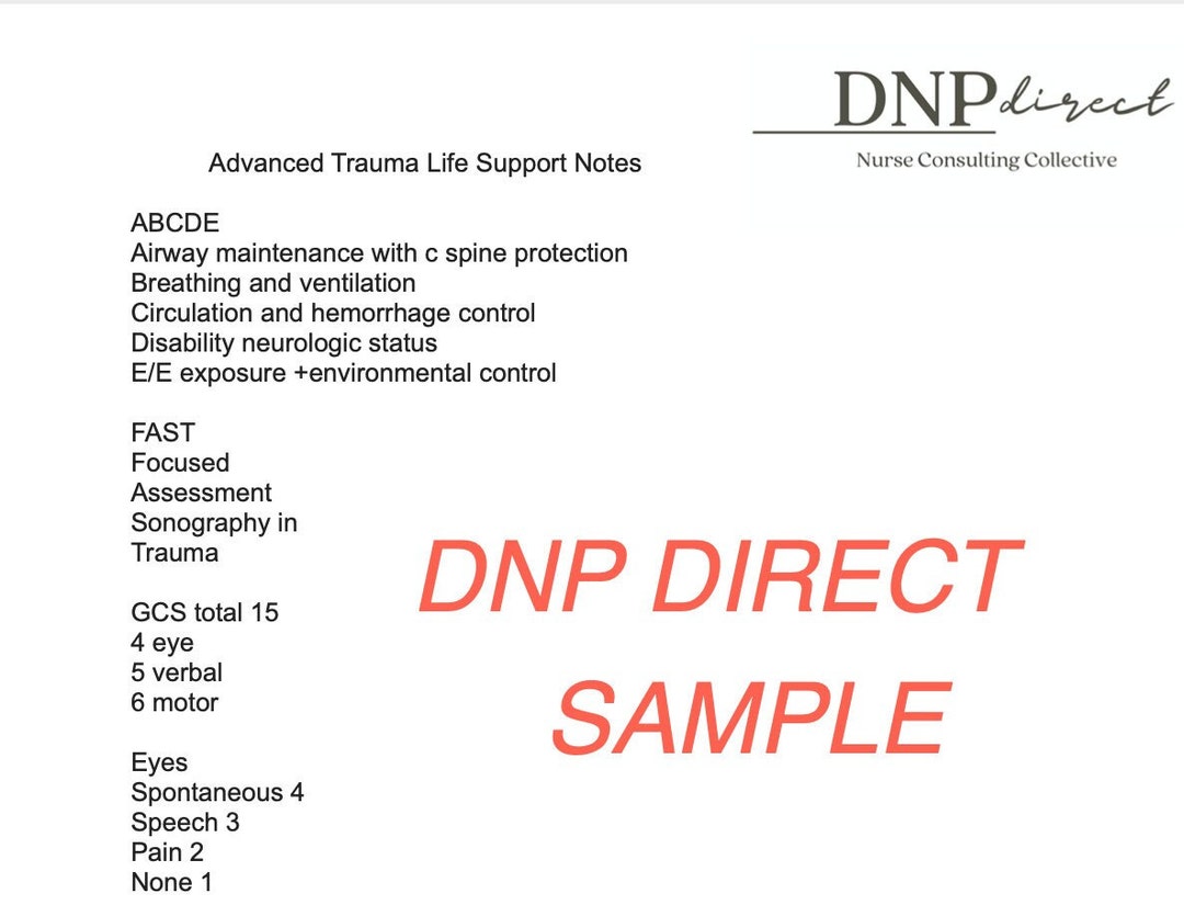 Advanced Trauma Life Support ATLS Summary Notes 10 Pages - Etsy