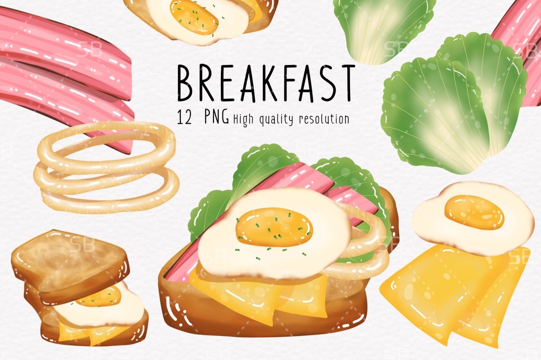BREAKFAST: Cute Food Clipart. Cartoon, Instant Digital Download ...
