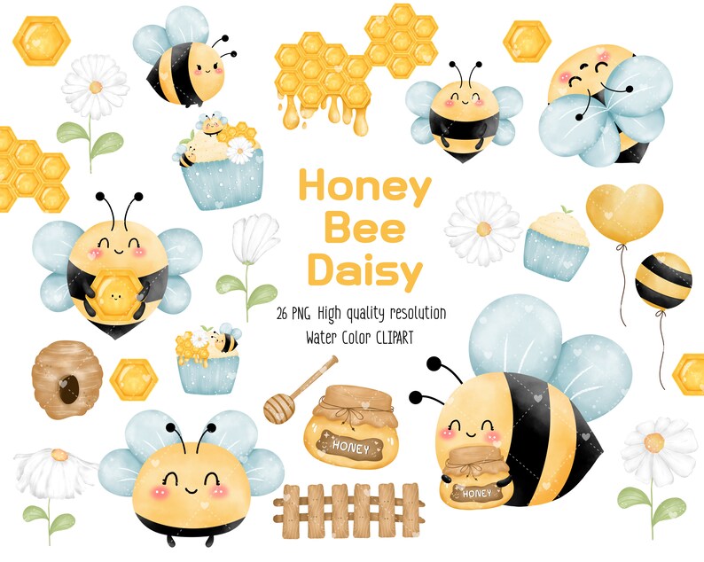 Cute Honey Bee Daisy Clipart, Honey PNG, Bee PNG, Daisy PNG, Cute ...