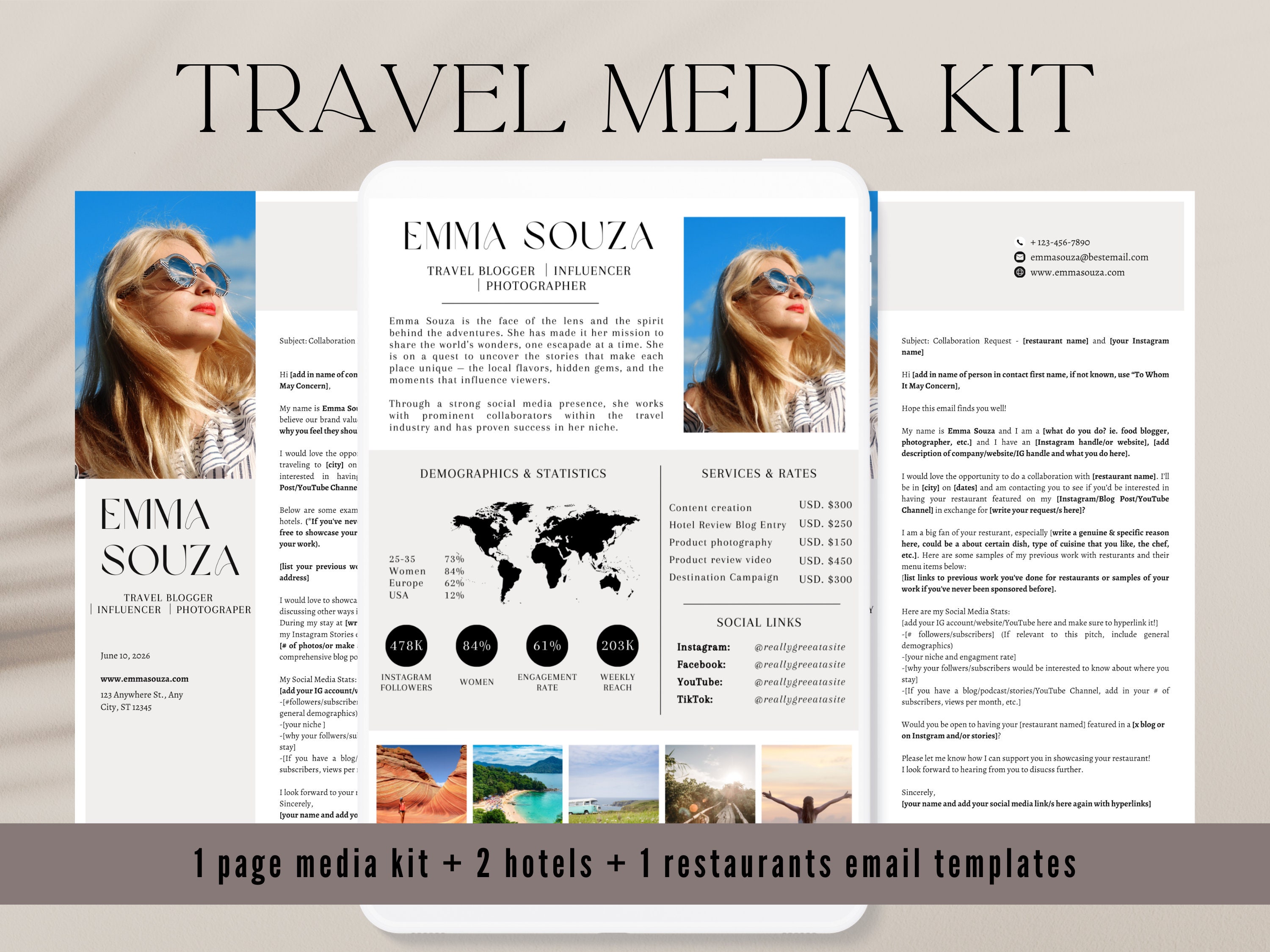 Travel Media Kit Template Travel Sponsorship Email Pitch Canva Template ...