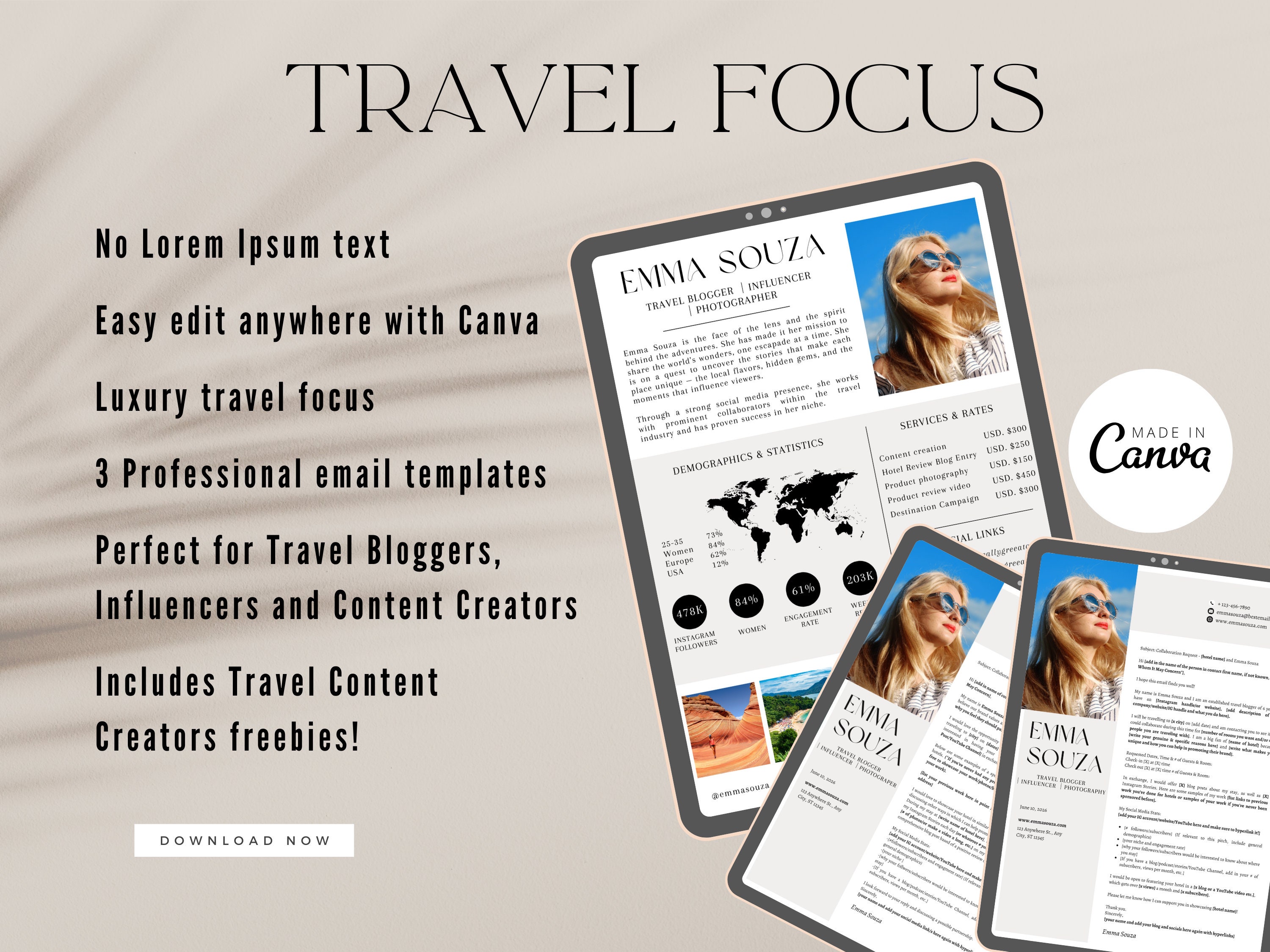 Travel Media Kit Template Travel Sponsorship Email Pitch Canva Template ...
