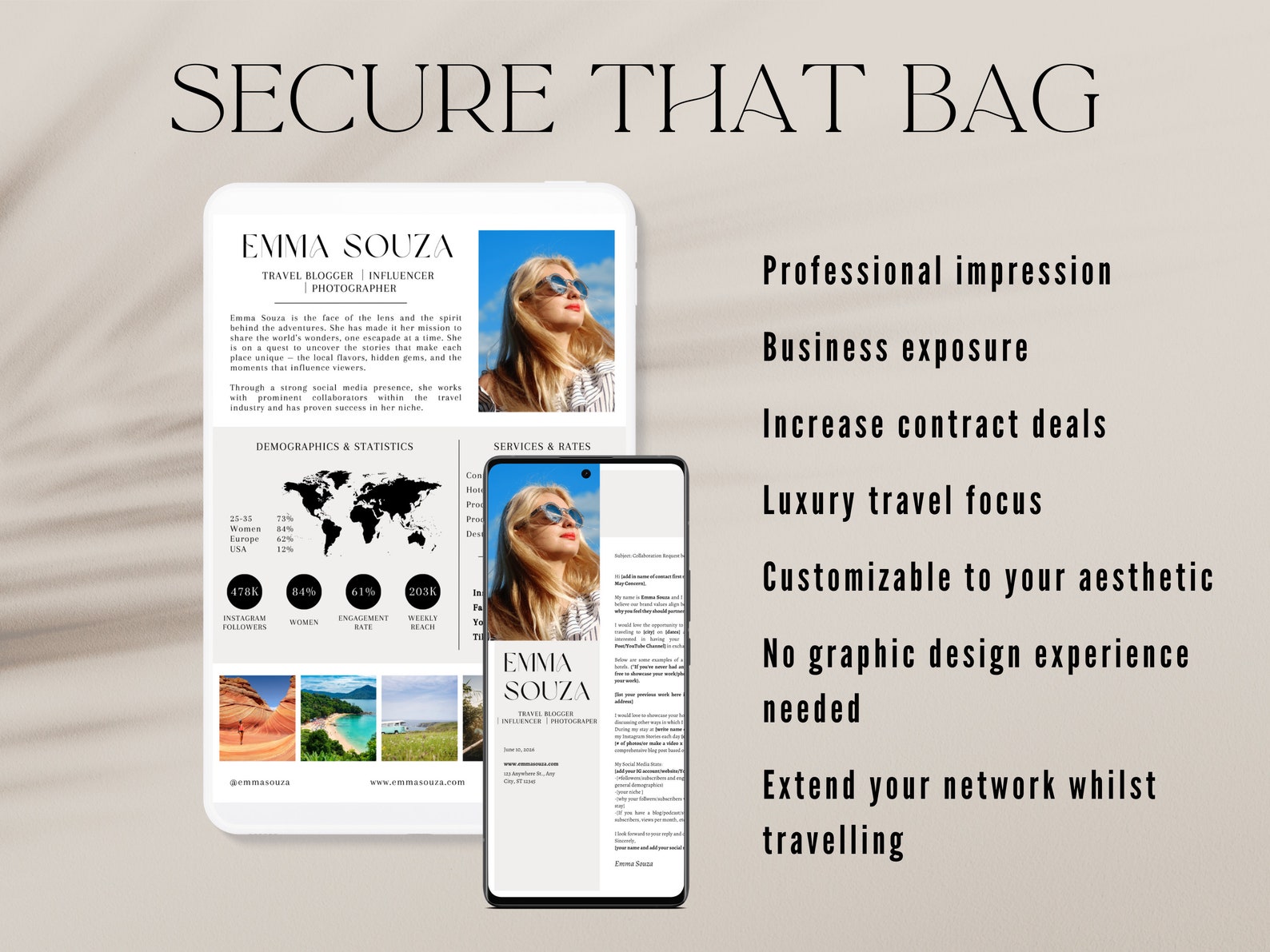 Travel Media Kit Template Travel Sponsorship Email Pitch Canva Template ...
