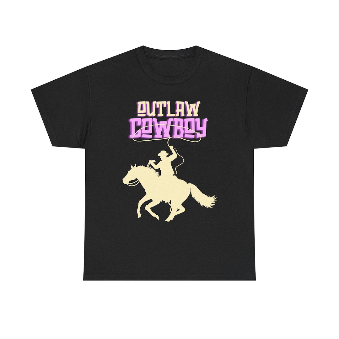 Outlaw Cowboy Tee | Western Silhouette, Retro Lettering - Etsy