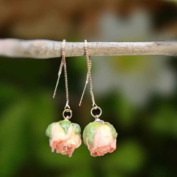 Flower Threader Earrings - Etsy