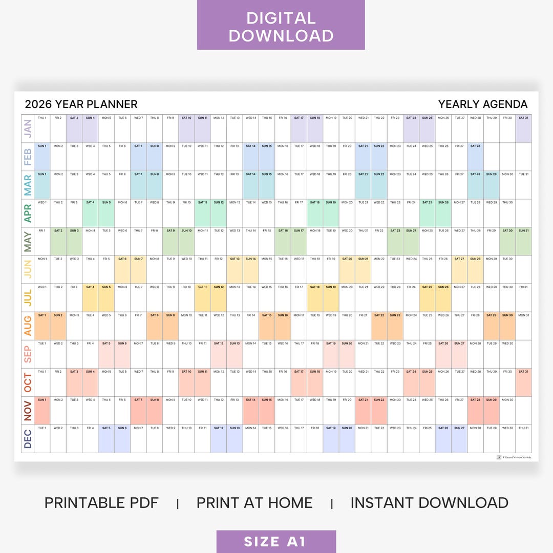 Giant 2026 Wall Calendar, 2026 Wall Planner, Annual Planner, Yearly ...