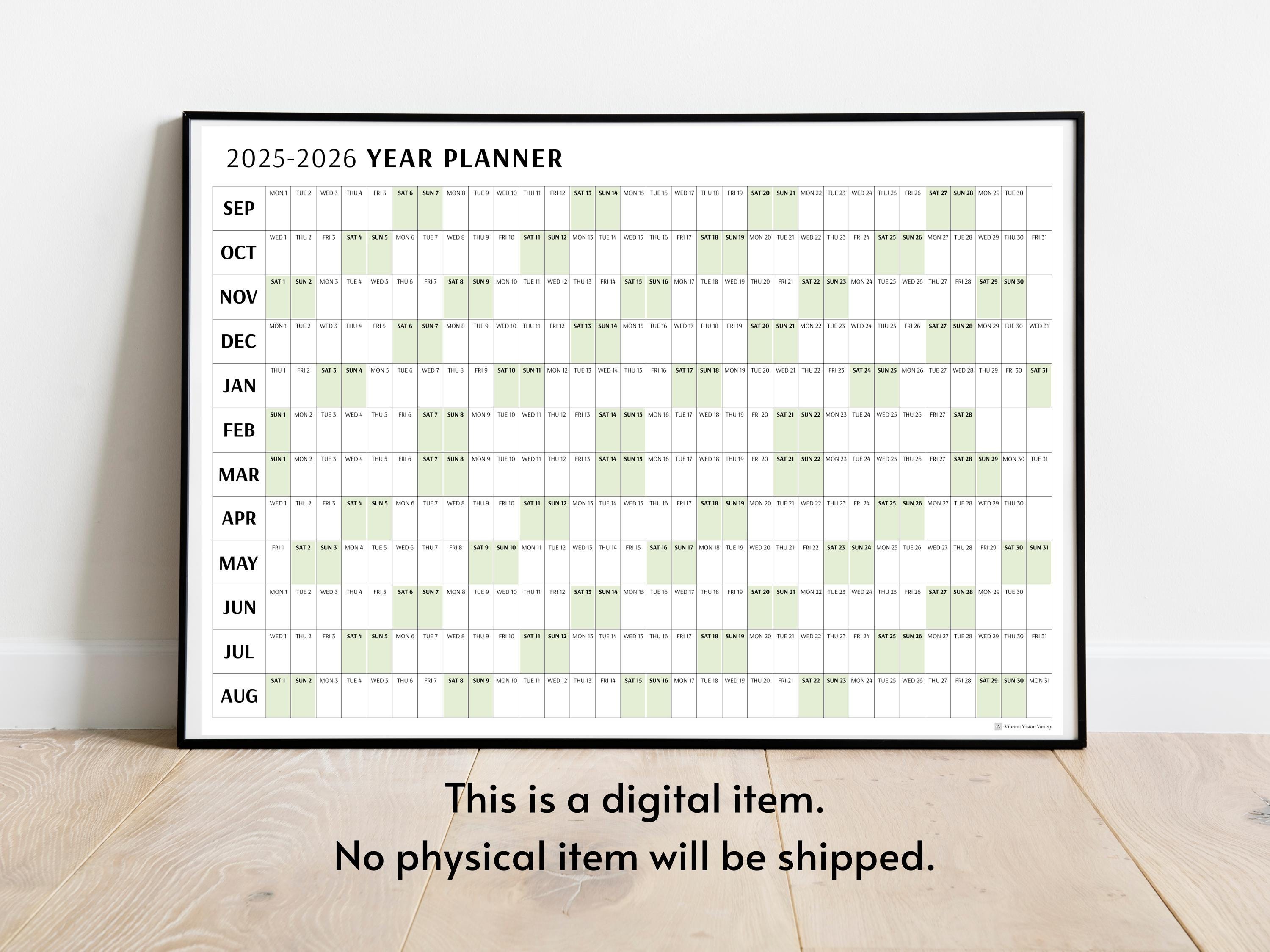 2025 2026 Calendar | Printable Calendar | Academic Wall Planner: Year ...
