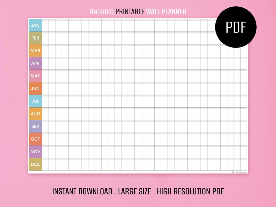 Giant Undated Wall Calendar, Undated Wall Planner, Perpetual Calendar ...
