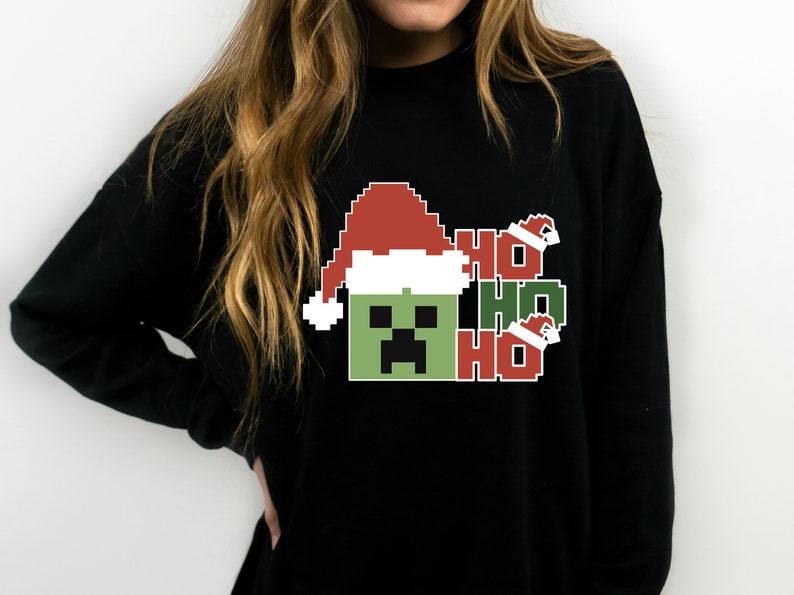 Minec Inspired Christmas PNG, Creeper Santa Block, Ho Ho Ho, Merry ...