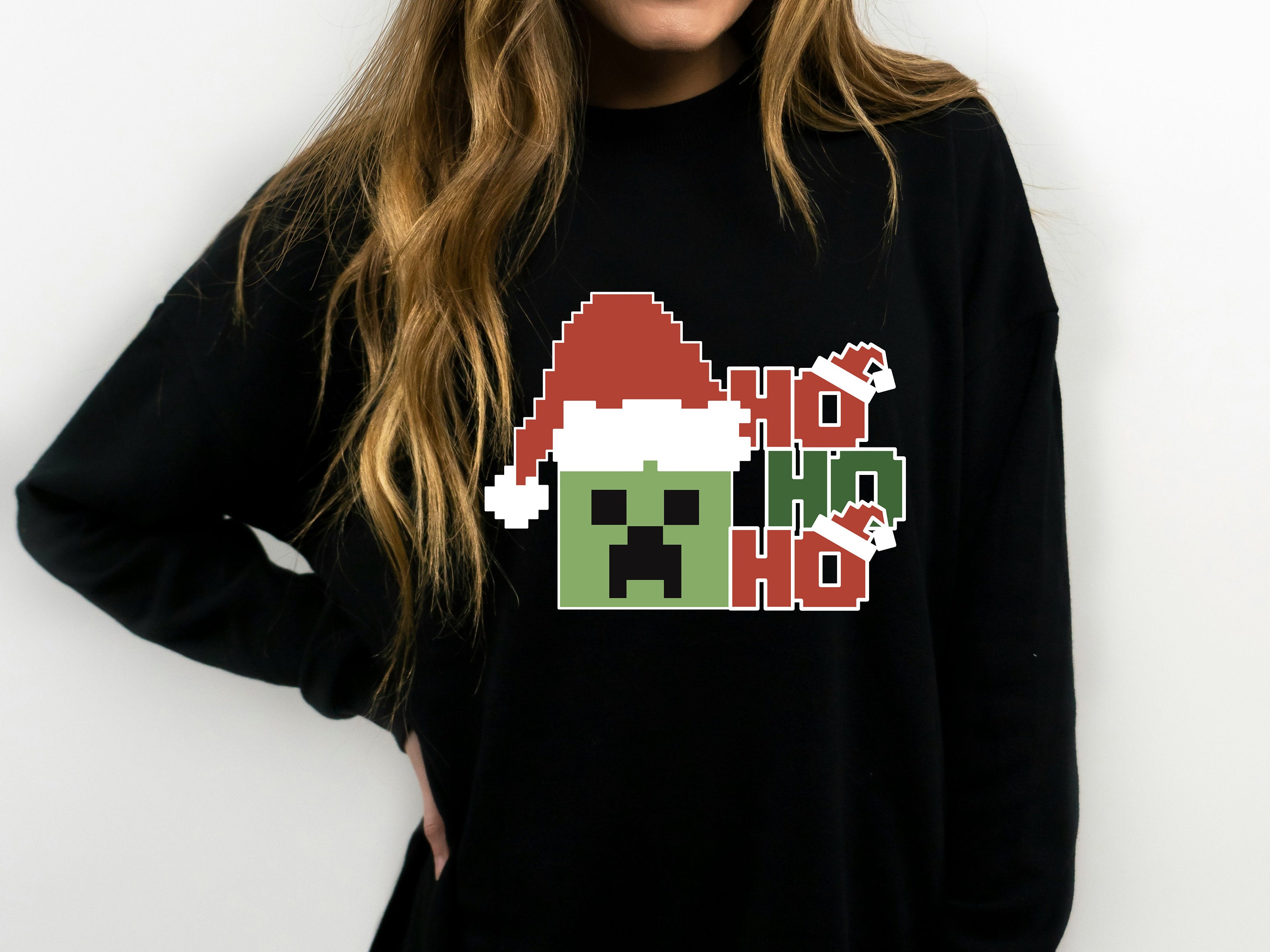 Minec Inspired Christmas PNG, Creeper Santa Block, Ho Ho Ho, Merry ...