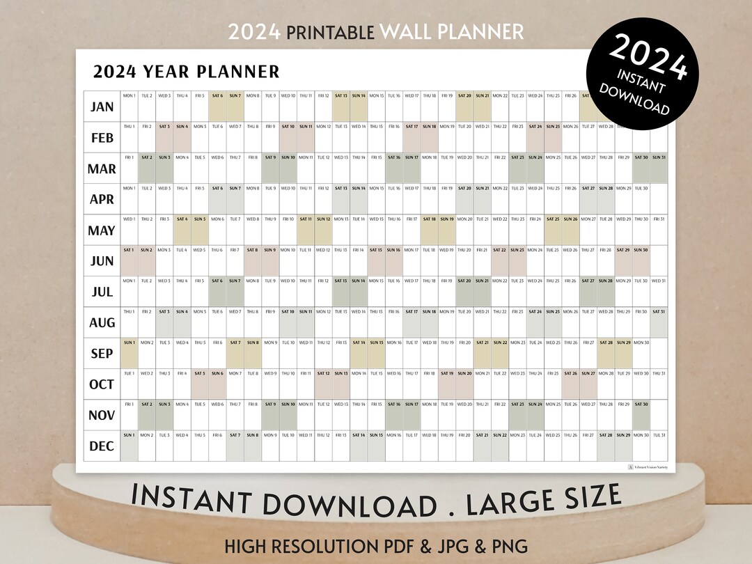Giant 2024 Wall Calendar, 2024 Wall Planner, Annual Planner, Yearly ...