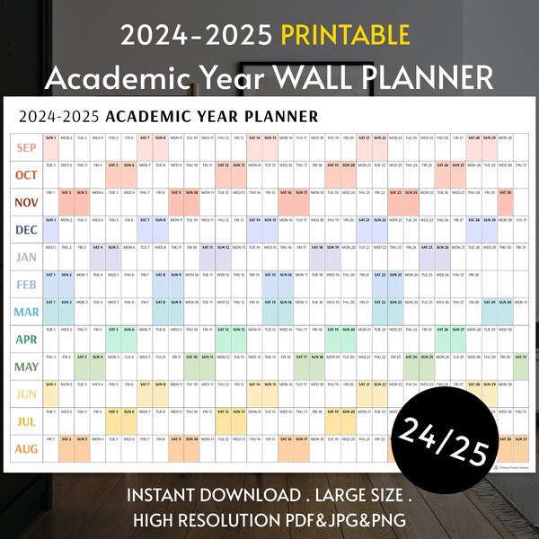 Academic Wall Planner 2024 2025 - Etsy
