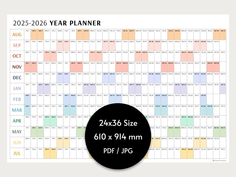 2025-2026 Wall Planner | Academic Year Planner | Monthly Planner | Year ...