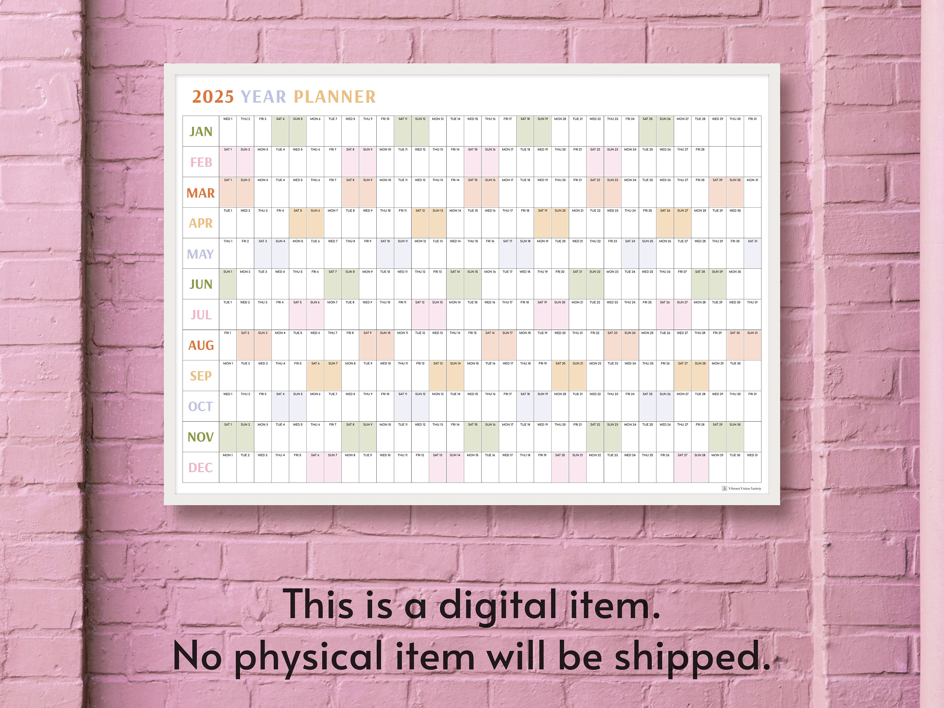 Giant 2025 Wall Calendar, 2025 Wall Planner, Annual Planner, Yearly ...