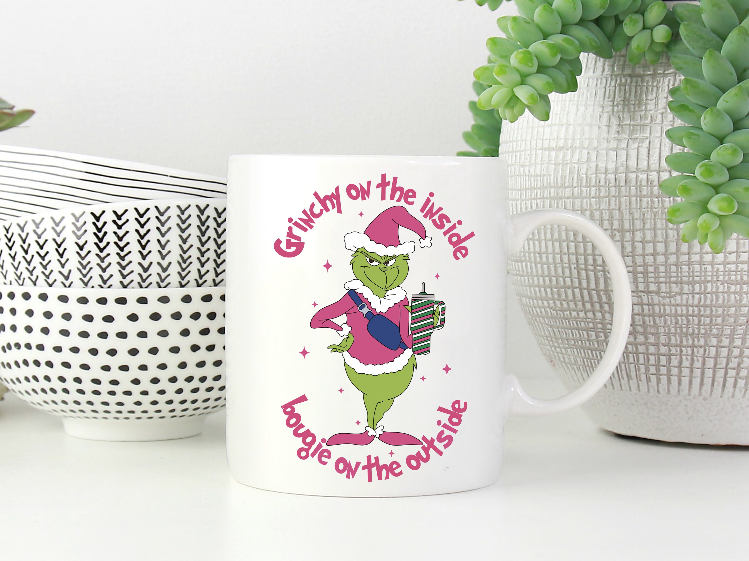 Pink Bougie Grinch Pink PNG, Grinch Pink Bougie Preppy Christmas ...