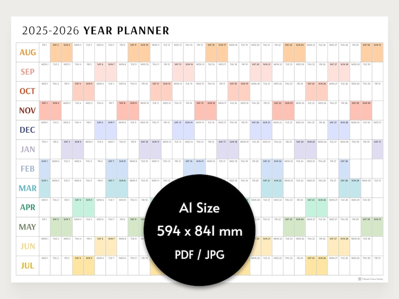 2025-2026 Wall Planner | Academic Year Planner | Monthly Planner | Year ...