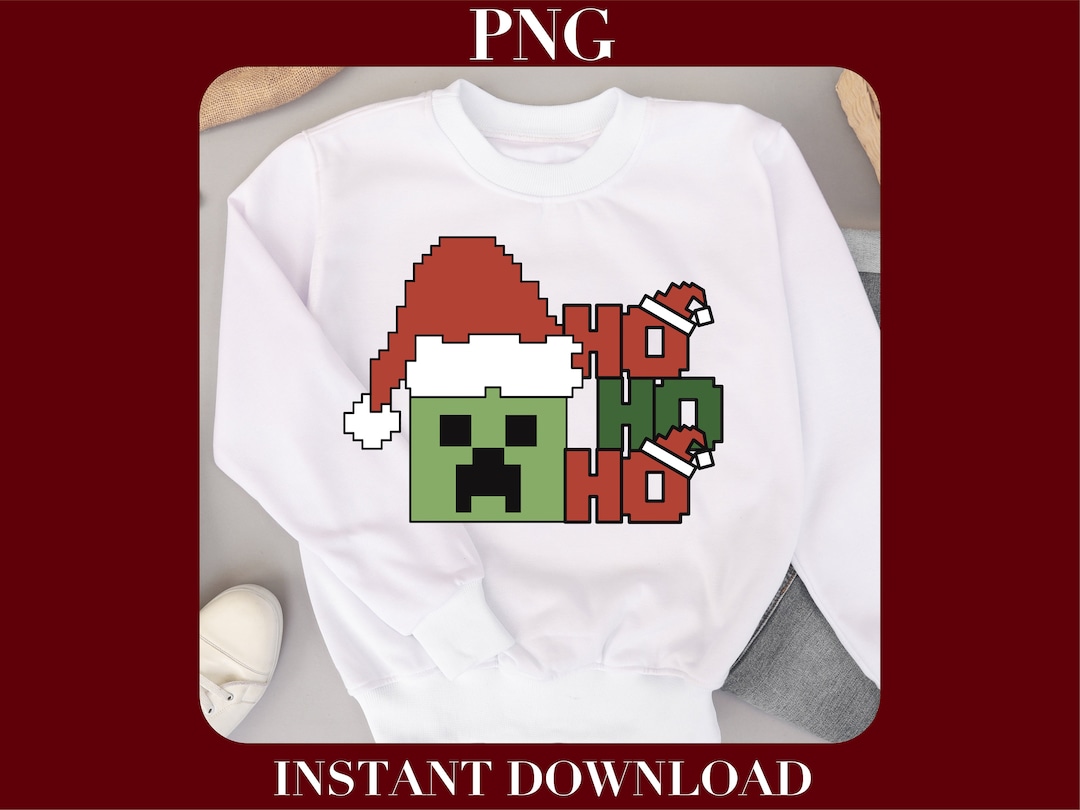 Minec Inspired Christmas PNG, Creeper Santa Block, Ho Ho Ho, Merry ...