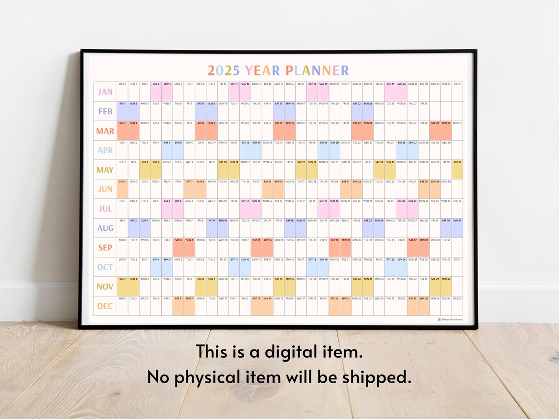 Giant 2025 Wall Calendar, 2025 Wall Planner, Annual Planner, Yearly ...