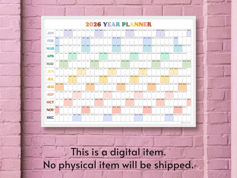 Giant 2026 Wall Calendar, 2026 Wall Planner, Annual Planner, Yearly ...