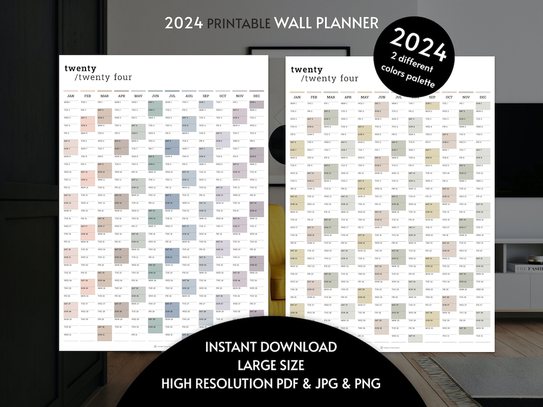 2024 Full Year Wall Planner B0 & A1 Portrait Yearly Calendar 2024 Wall ...