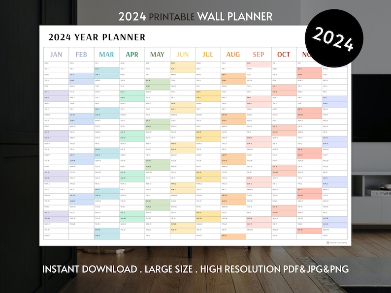 Giant 2024 Wall Calendar, 2024 Wall Planner, Annual Planner, Yearly ...